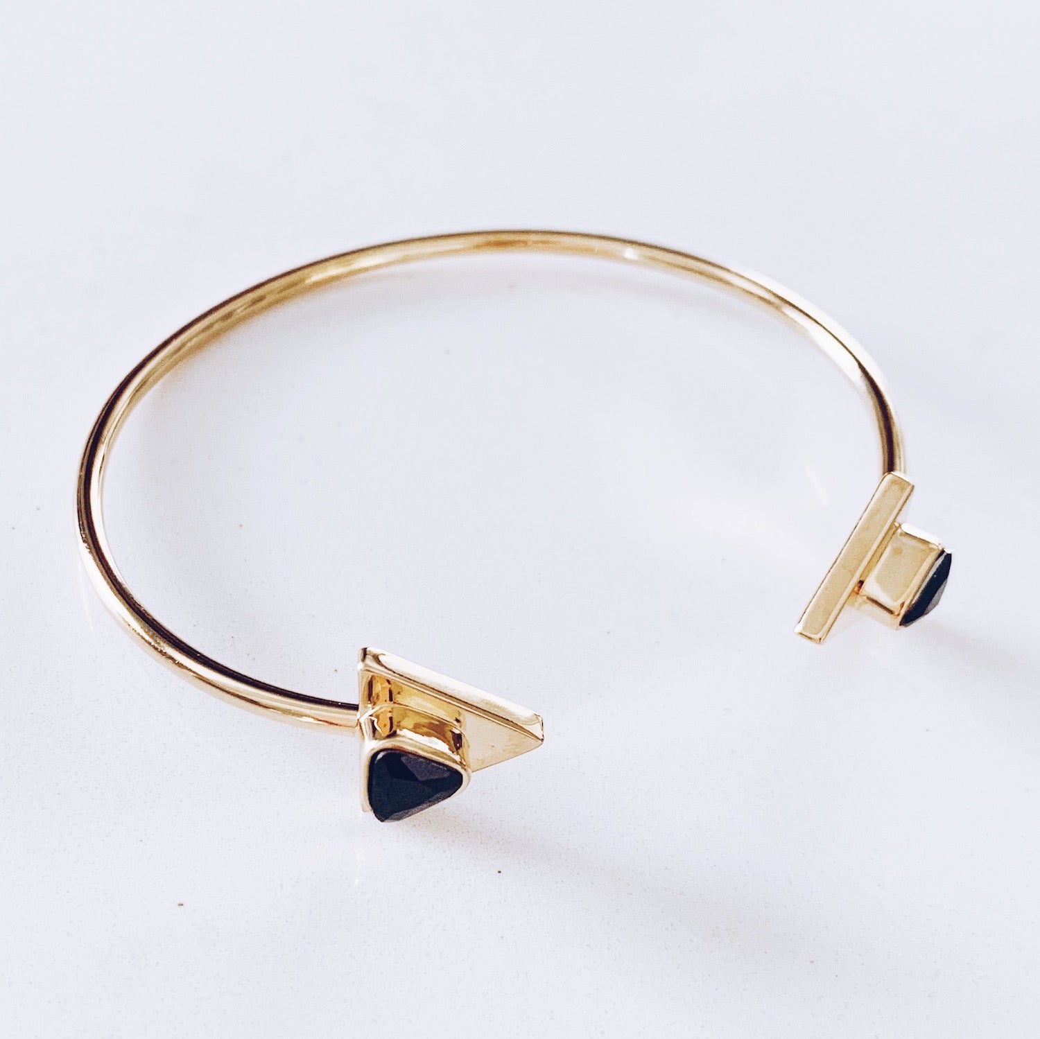 Gold Black CZ Open Cuff Bracelet - invisaWear® Smart Jewelry