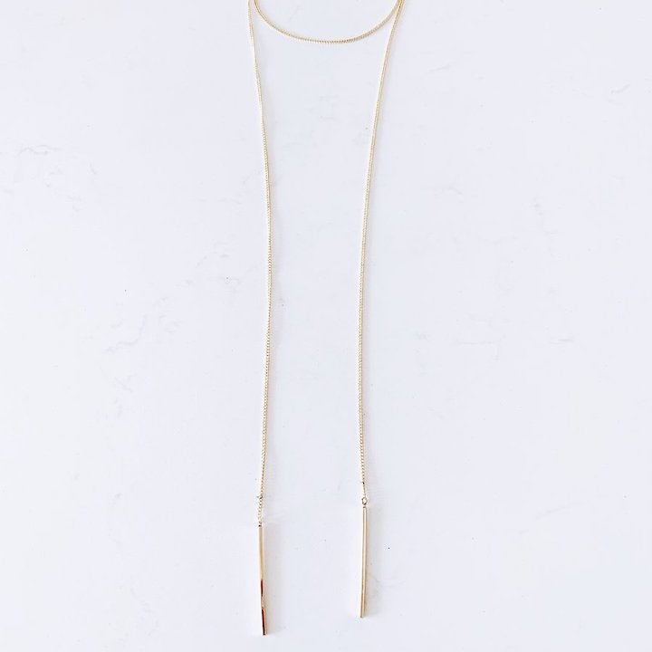 Gold Chain Bar Drops Choker - invisaWear® Smart Jewelry, Panic Button